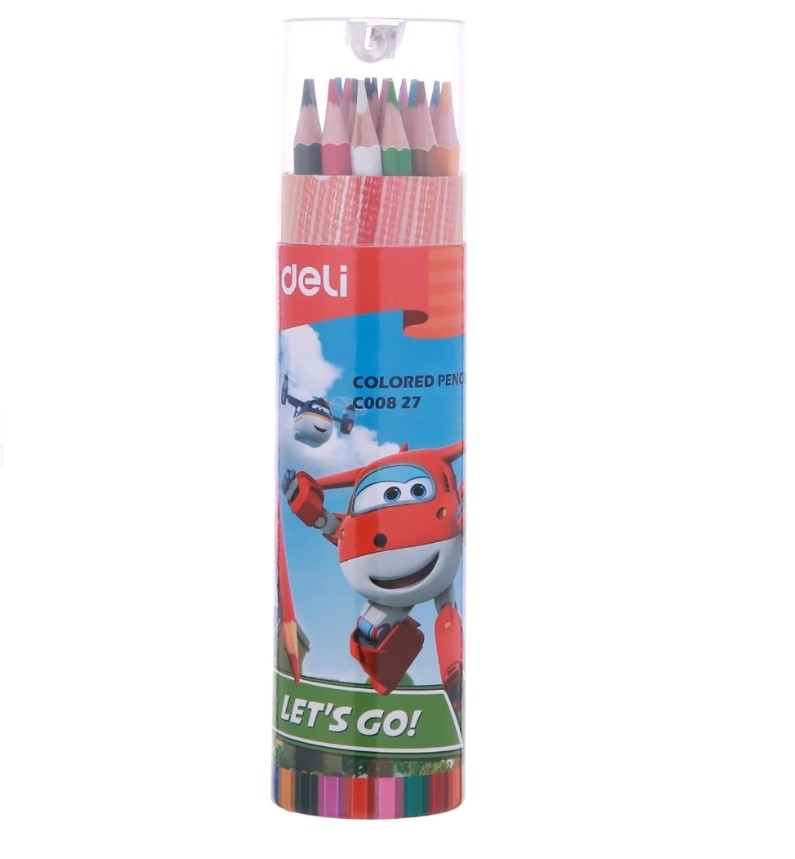 Bút chì màu 24 màu Deli EC00827 - Họa tiết Super Wings kèm gọt chì ...